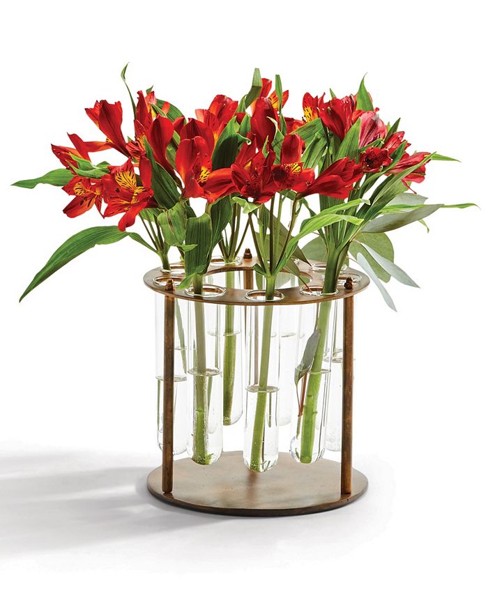 Two's Company Rotunda Circular Flower Arranger with 9 Glass Vials - Macy's