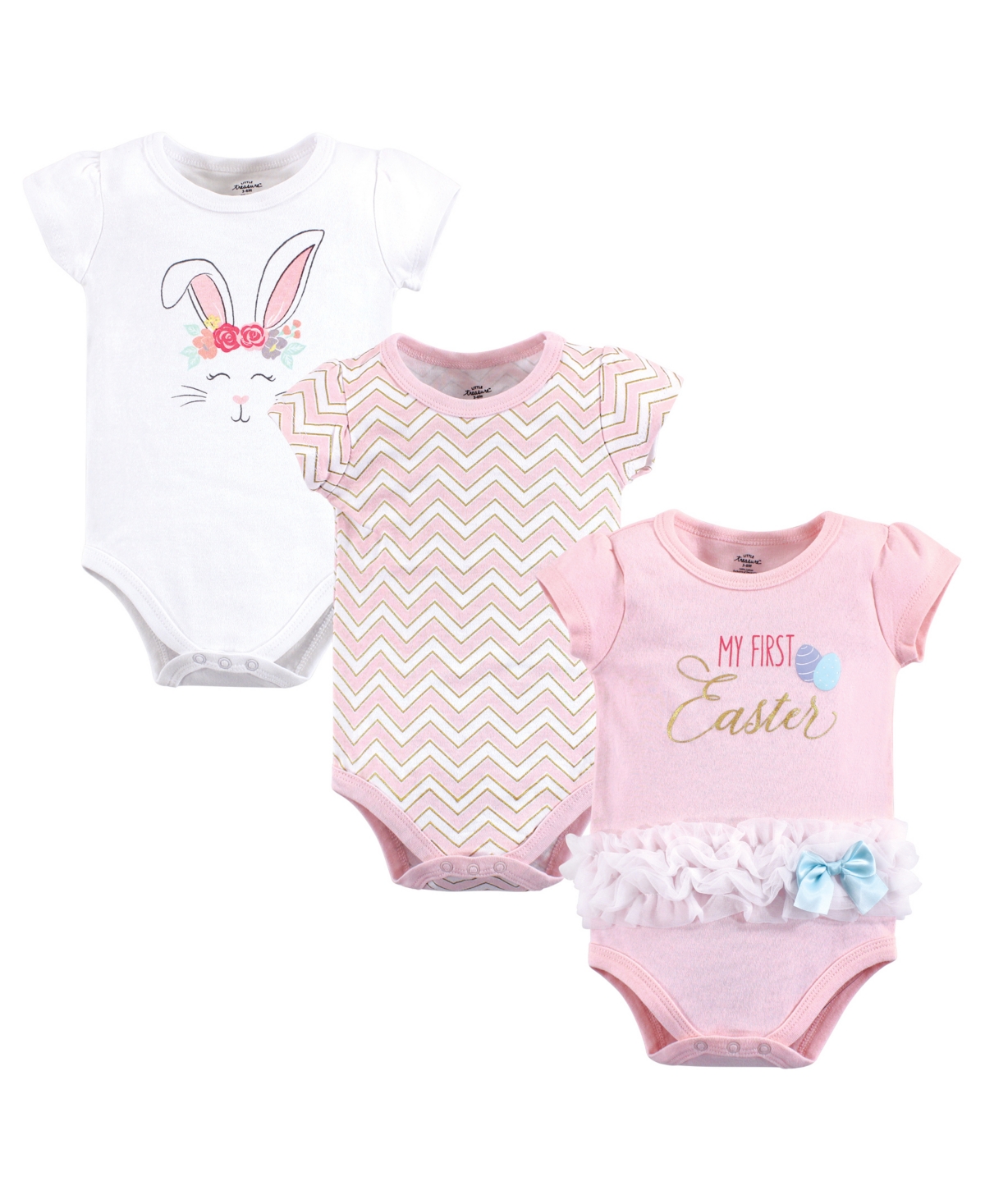 Little Treasure Baby Girls Treasure Breathable Cotton All-in-One Bodysuits - Girl first easter