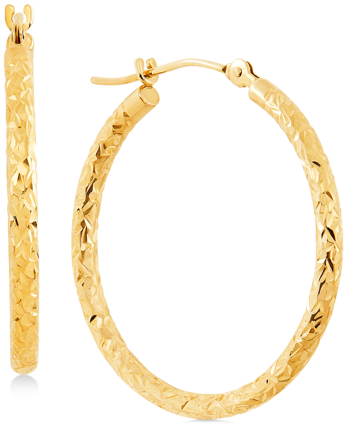 Click here for Textured Round Hoop Earrings in 10k Gold  25mm - Y... prices