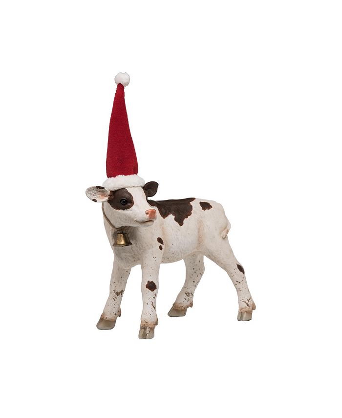 Trans Pac Resin White Christmas Santa Hat Baby Calf Figurine - Macy's