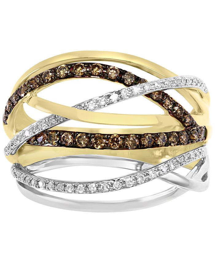 EFFY Collection EFFY® Multi-Color Diamond Crossover Two-Tone Statement ...