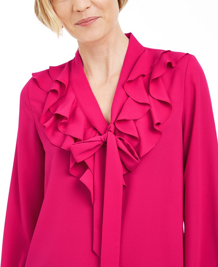 Kasper Ruffled Tie Neck Blouse Macys