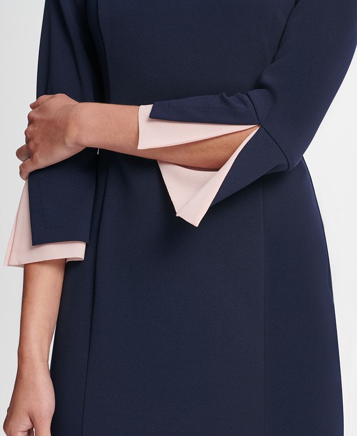 DKNY Chiffon Peek-a-boo Cuff Sheath Dress - Macy's