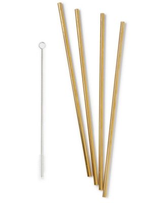 W&P Design 10" Metal Straws, Set of 4 with Cleaner - Macy's