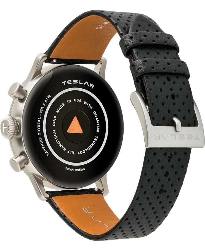 Teslar Men's Swiss Re-Balance T-1 Black Leather Strap Watch 44mm - Macy's