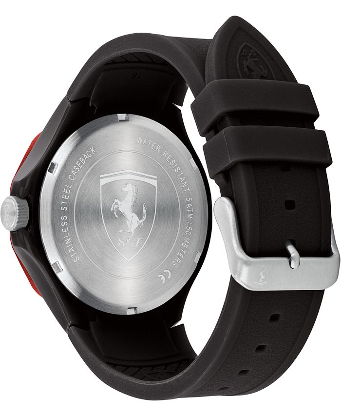 Ferrari Men's Chronograph Pista Black Silicone Strap Watch 44mm - Macy's