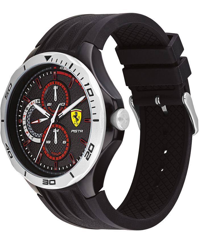 Ferrari Men's Pista Black Silicone Strap Watch 44mm - Macy's