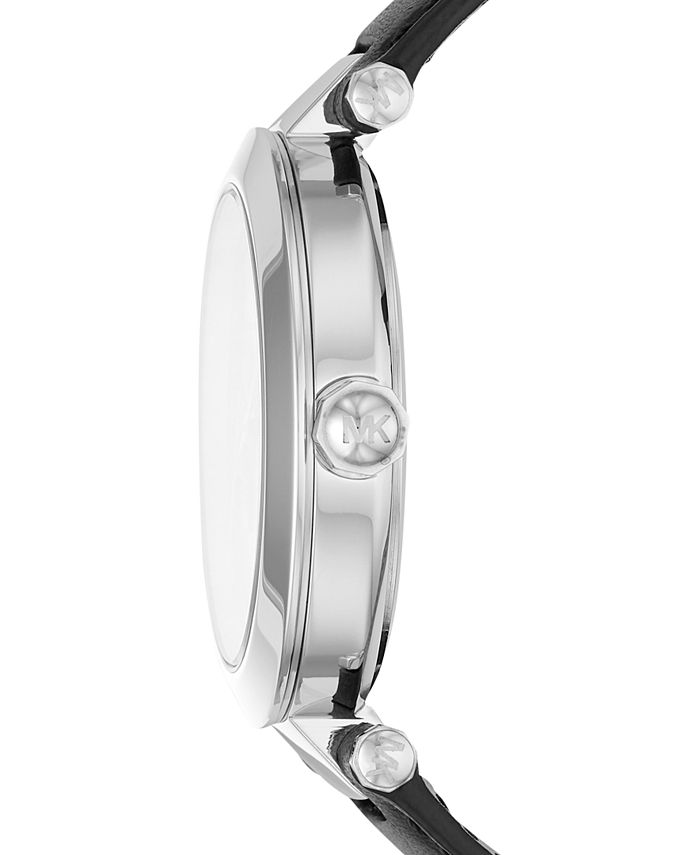Michael Kors Women's Black Leather Strap Watch 38mm - Macy's