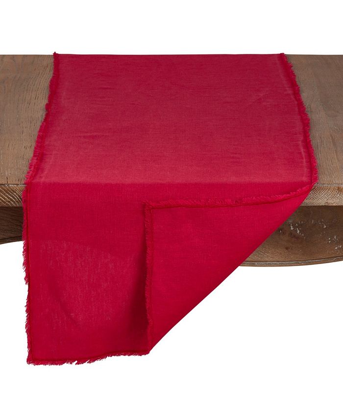 Saro Lifestyle Fringed Linen Design Stone Washed Runner - Macy's