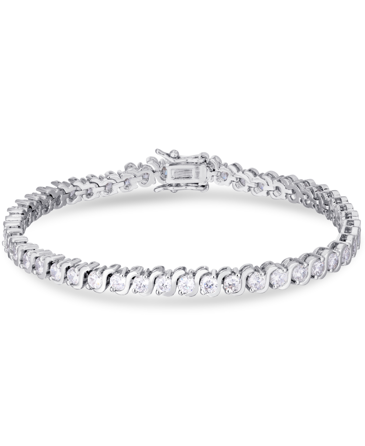 Click here for Cubic Zirconia S Link Line Bracelet in Silver Plat... prices