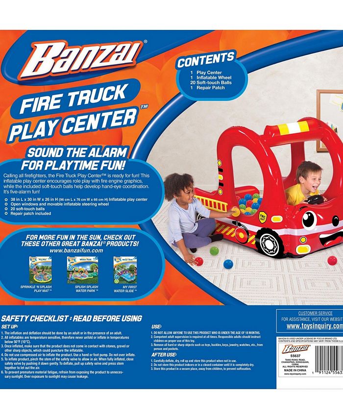 Redbox Banzai Rescue Fire Truck Play Center Inflatable Ball Pit ...