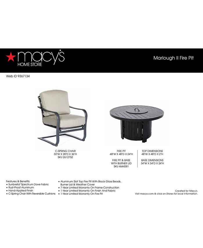 Agio CLOSEOUT! Marlough II Round Fire Pit, Created for Macy's - Macy's