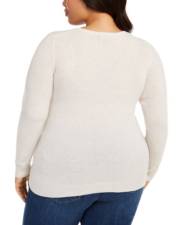 Charter Club Plus Size Crewneck Cashmere Sweater, Created for Macy's ...