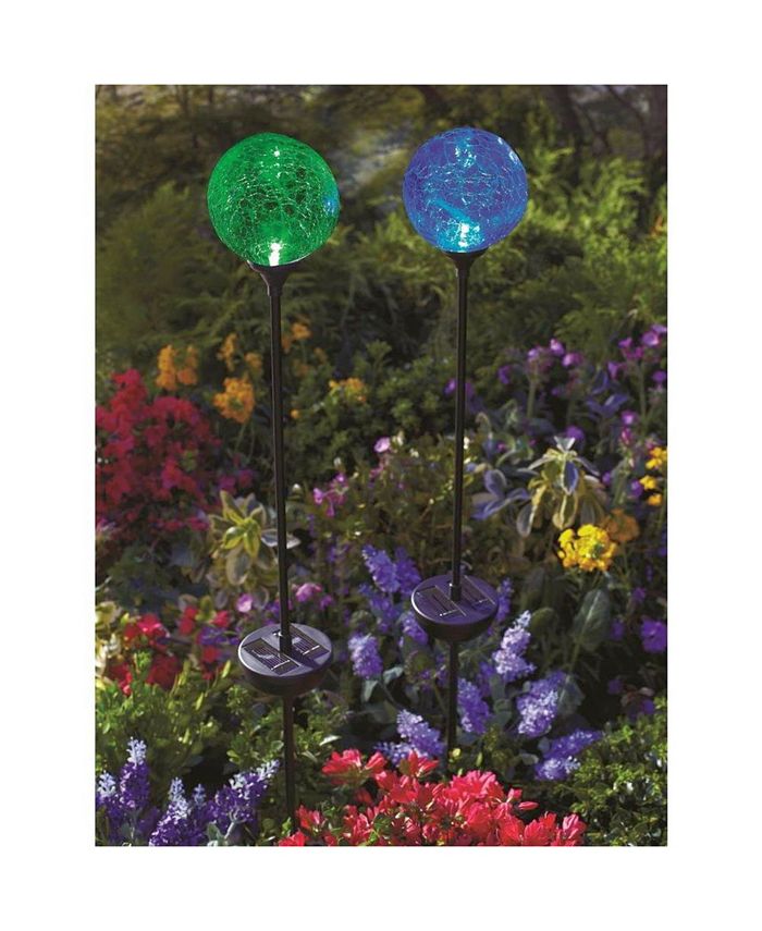 Moonrays 3 LED Solar Path Lights Glass Ball Design with Color Changing ...