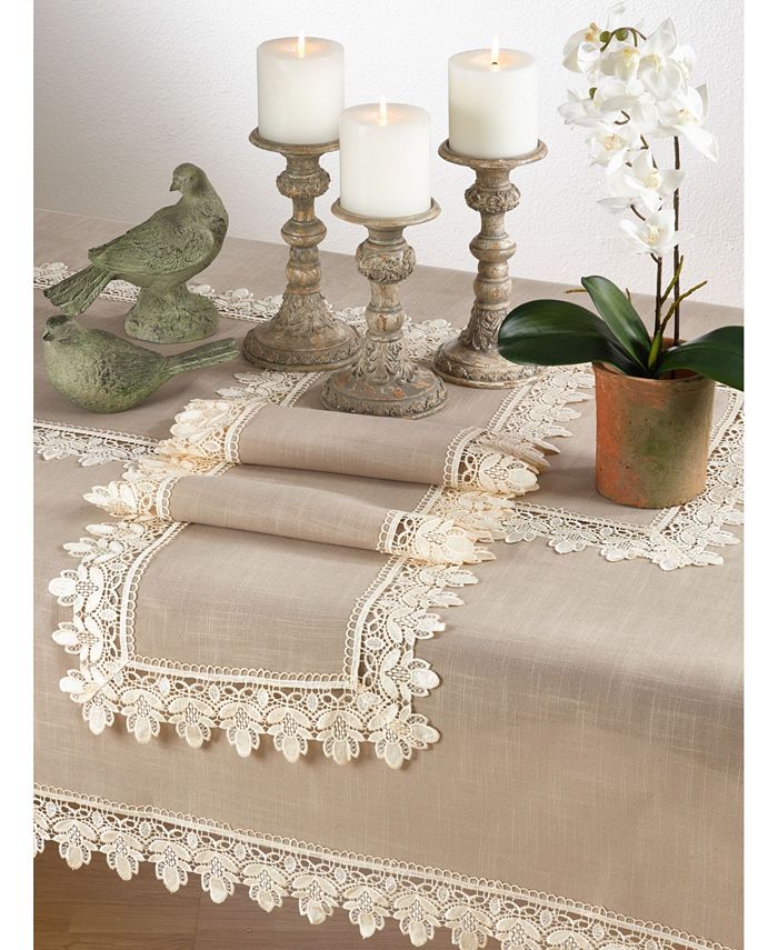 Saro Lifestyle Lace Trimmed Table Linens, 16" x 36" - Macy's
