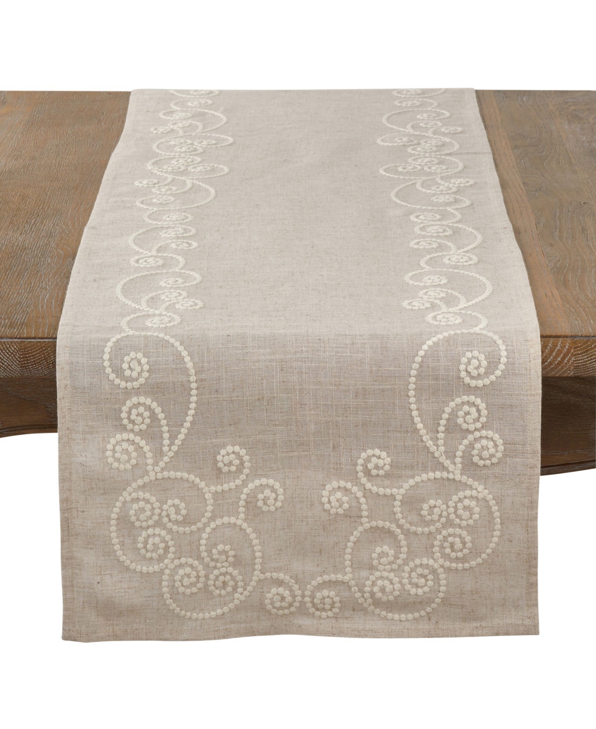 Click here for Saro Lifestyle Embroidered Swirl Design Natural Li... prices