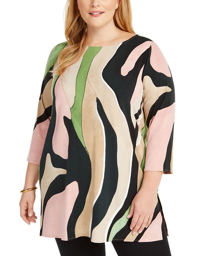 Alfani Plus Size Animal Print Tunic Top, Created for Macy's - Macy's