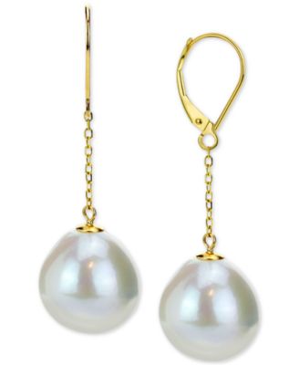 Cultured Baroque Freshwater Pearl (12-14mm) Drop Earrings in 14k Gold ...
