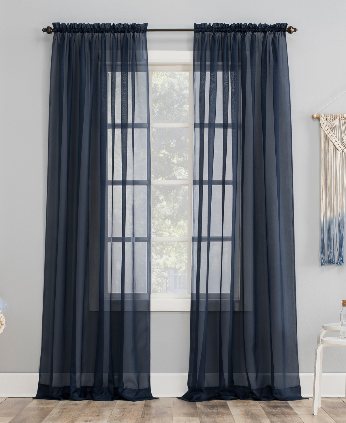 Click here for Sheer Voile Rod Pocket Curtain Panel - Navy prices
