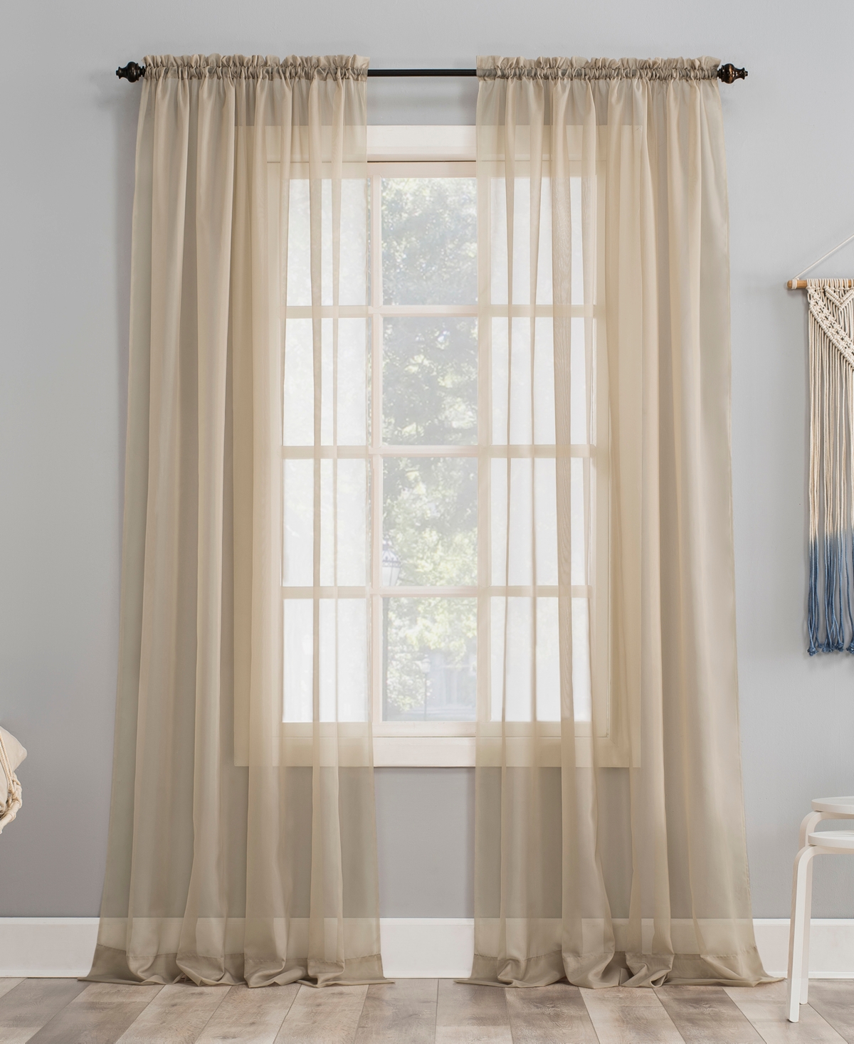 Click here for Sheer Voile Rod Pocket Curtain Panel - Oatmeal prices