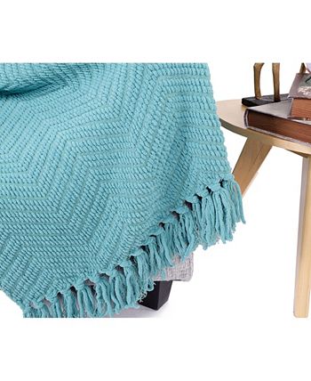 Battilo Knit Zig Zag Textured Woven Micro Chenille Throw, Extra Large ...