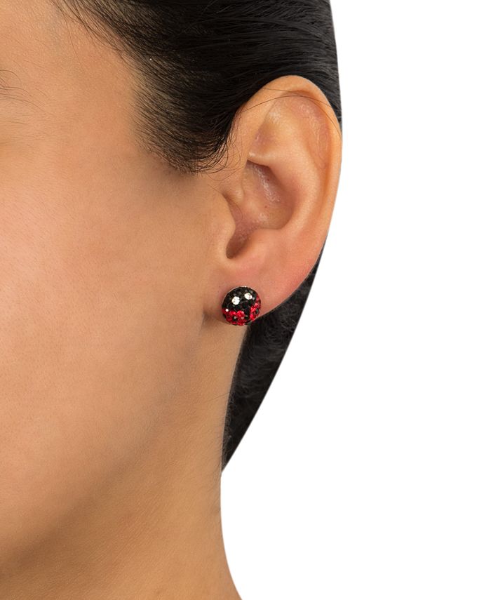 Giani Bernini Black and Red Pave Crystal Lady Bug Stud Earrings set in Sterling Silver - Macy's
