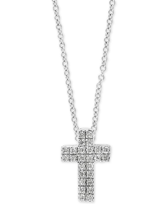 EFFY Collection EFFY® Diamond Pavé Cross 18" Pendant Necklace (1/20 ct ...