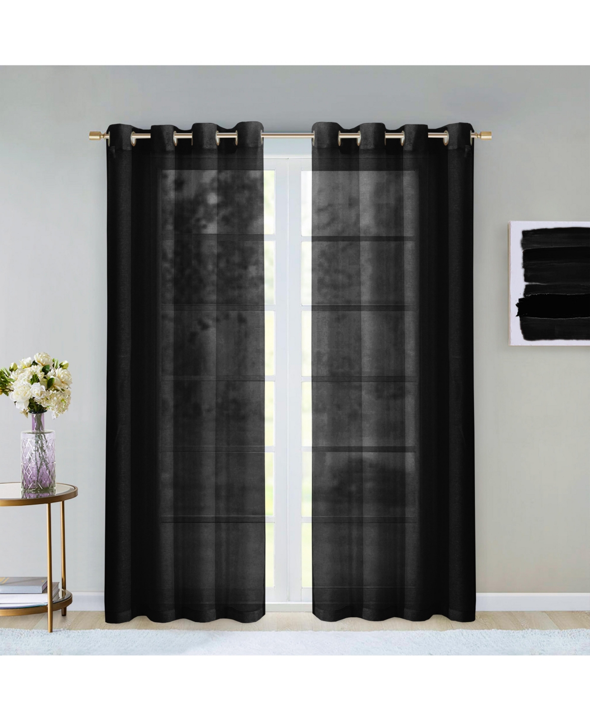 Click here for Dainty Home Malibu Linen Look Sheer Grommet Window... prices