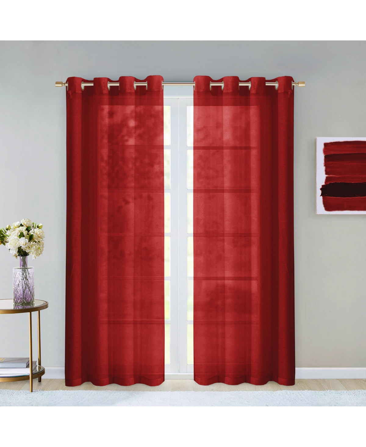 Click here for Dainty Home Malibu Linen Look Sheer Grommet Window... prices