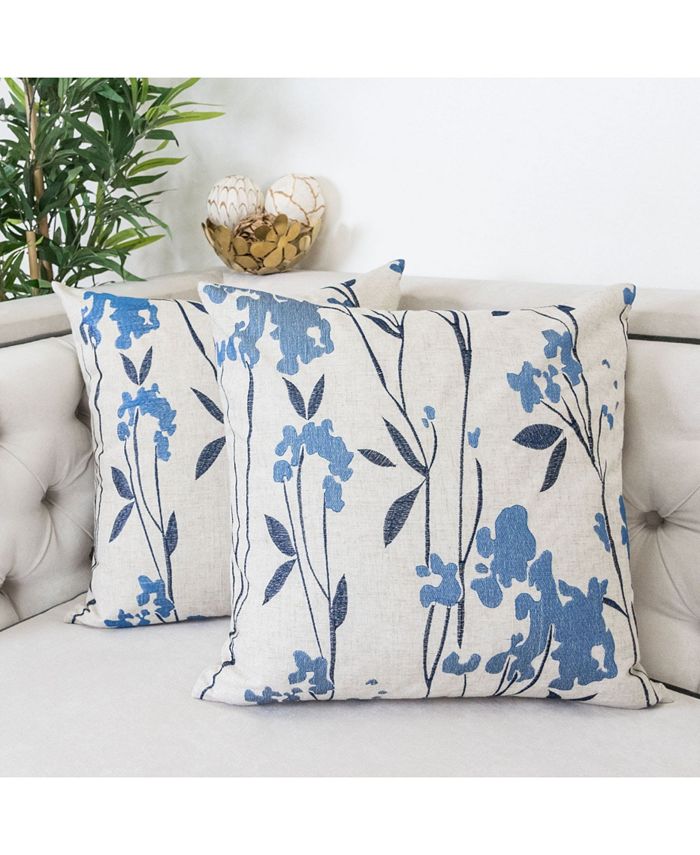 Homey Cozy Rylan Embroidered Linen Square Decorative Throw Pillow - Macy's