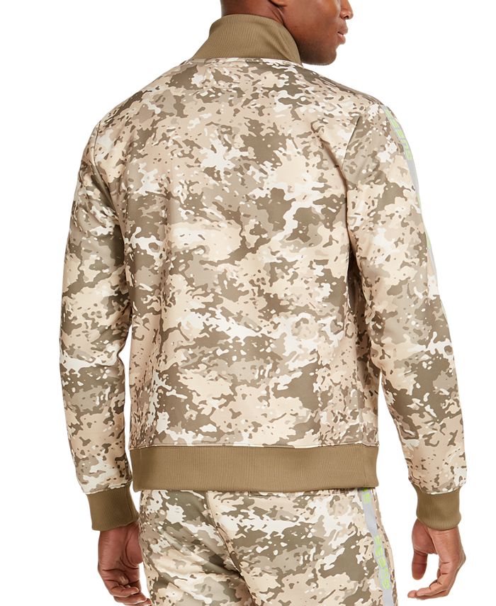 GUESS Men's Athletic-Fit Fleece Camo Track Jacket - Macy's