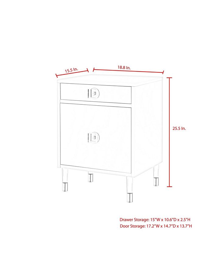 Nicole Miller Araceli Single Drawer with Storage Compartment High Gloss ...