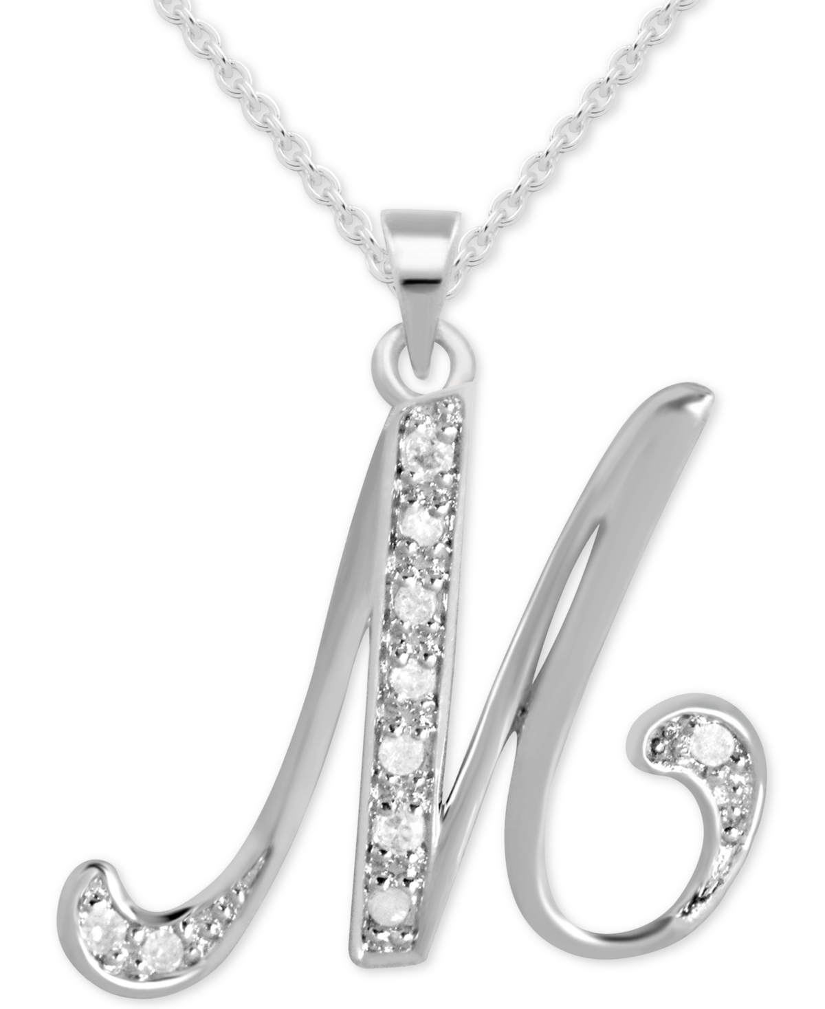 Click here for Diamond M Initial 18 Pendant Necklace (1/10 ct. t.... prices