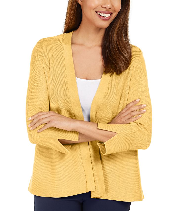 JM Collection Mixed-Ribbed Split-Sleeve Cardigan, Created for Macy's ...