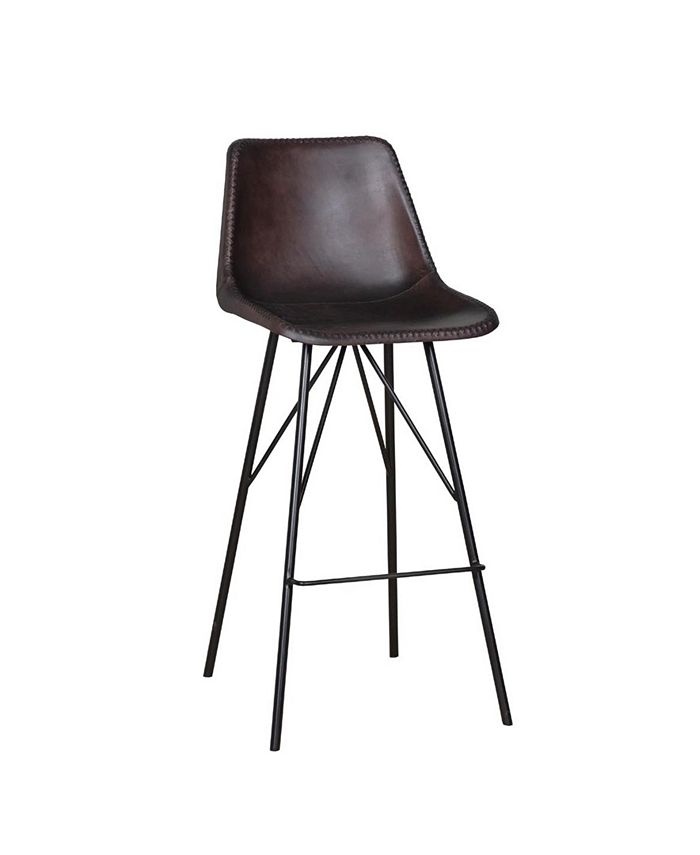 Union Home Bar Stool with Leather Upholstery - Macy's