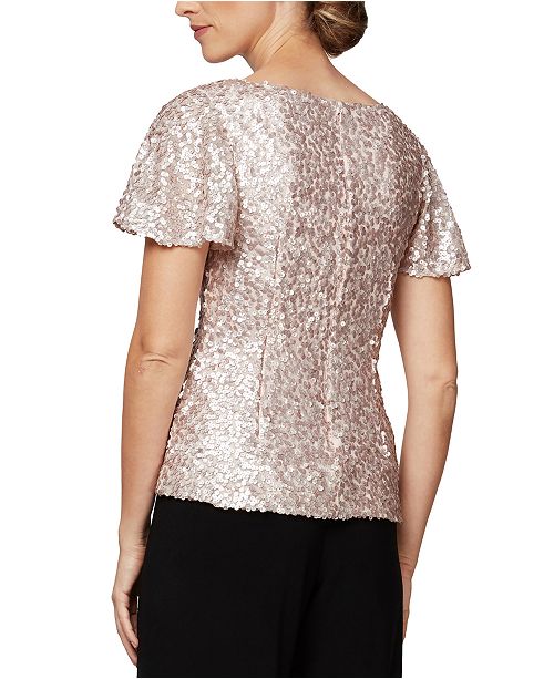 Alex Evenings Sequined V-Neck Blouse & Reviews - Tops - Women - Macy's