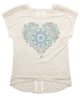 Beautees Big Girls Lace-Back Heart T-Shirt - Macy's