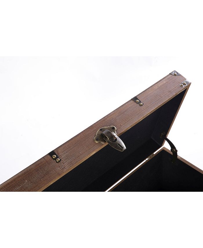 Vintiquewise Wooden Rectangular Lined Rustic Storage Trunk with Latch ...