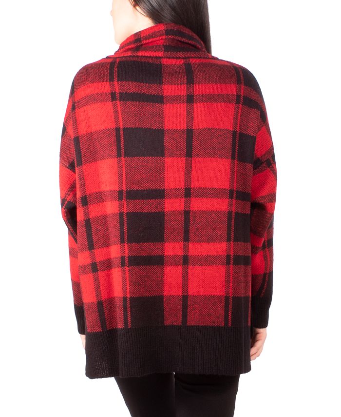 NY Collection Plaid Turtleneck Sweater - Macy's
