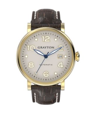 Grayton Men's Classic Collection Brown Crocodile-Embossed Leather Strap ...
