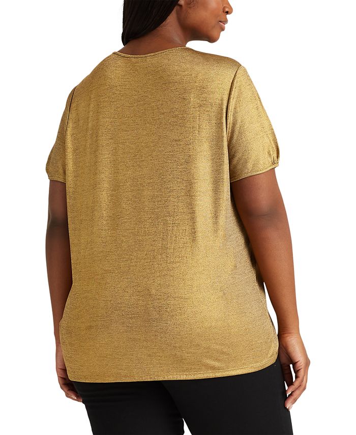 Lauren Ralph Lauren Plus-Size Metallic T-Shirt - Macy's