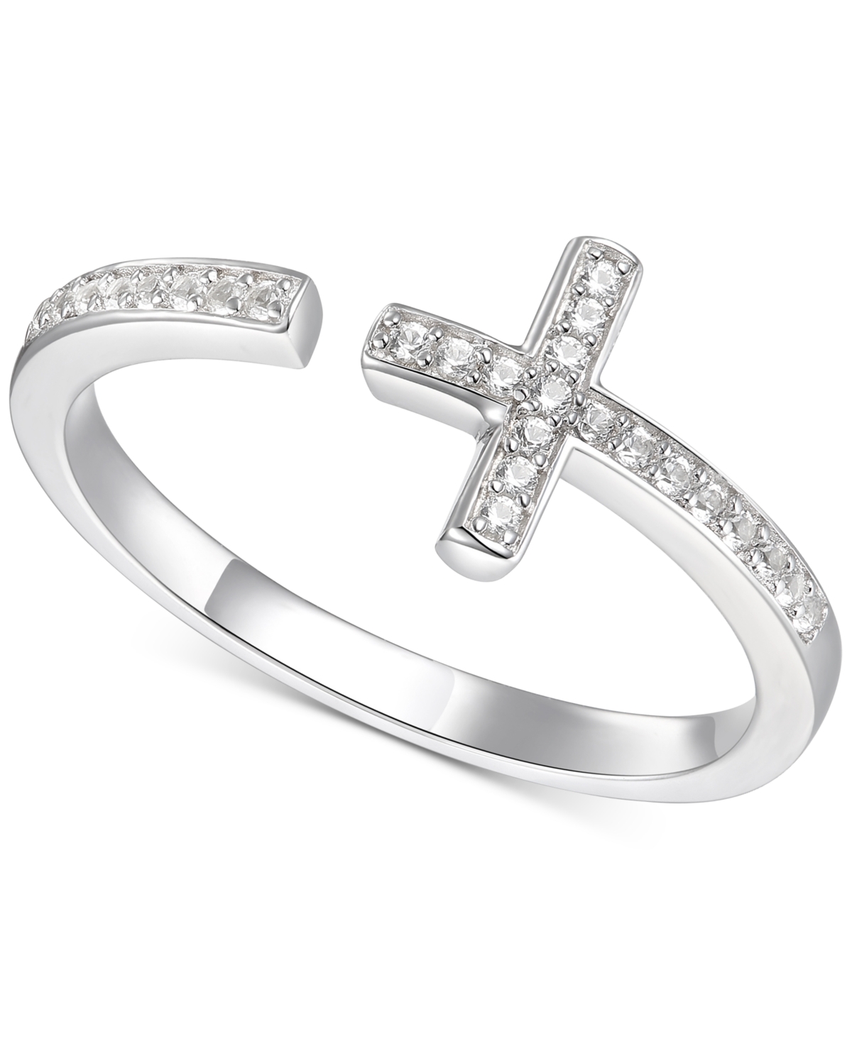 Click here for Diamond East-West Cross Ring (1/8 ct. t.w.) in Ste... prices