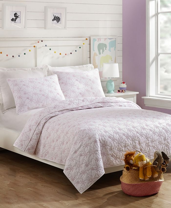 Jessica Simpson Flower Heart Twin 2-Piece Quilt Set - Macy's