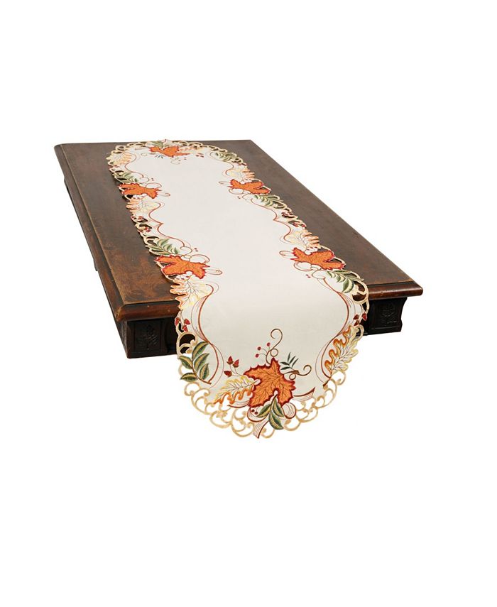 Manor Luxe Falling Leaves Embroidered Cutwork Table Runner - Macy's