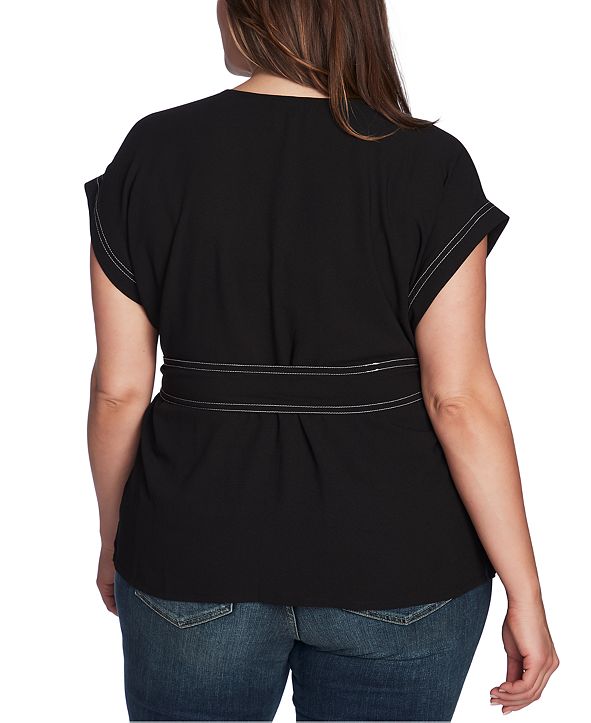 1.STATE Trendy Plus Size Contrast-Stitch Top & Reviews - Tops - Plus ...