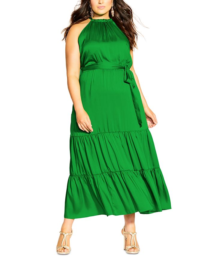 City Chic Trendy Plus Size Halter Satin Maxi Dress Macys