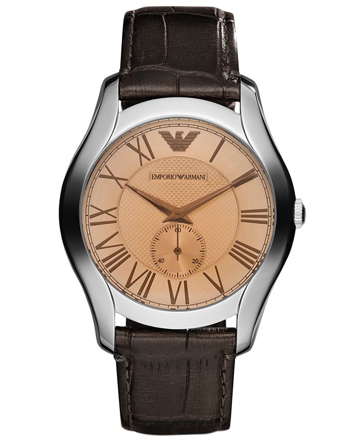 Emporio Armani Watch, Dark Brown Croco Leather Strap 43mm AR1704 - Macy's