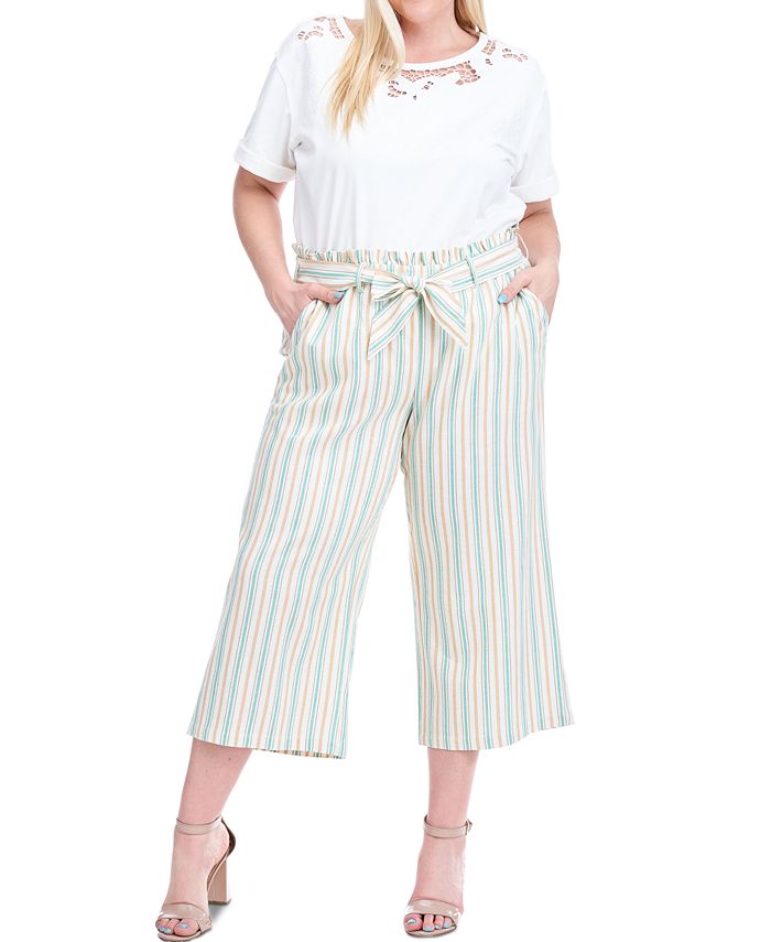 Fever Plus Size Striped Cropped Pants - Macy's