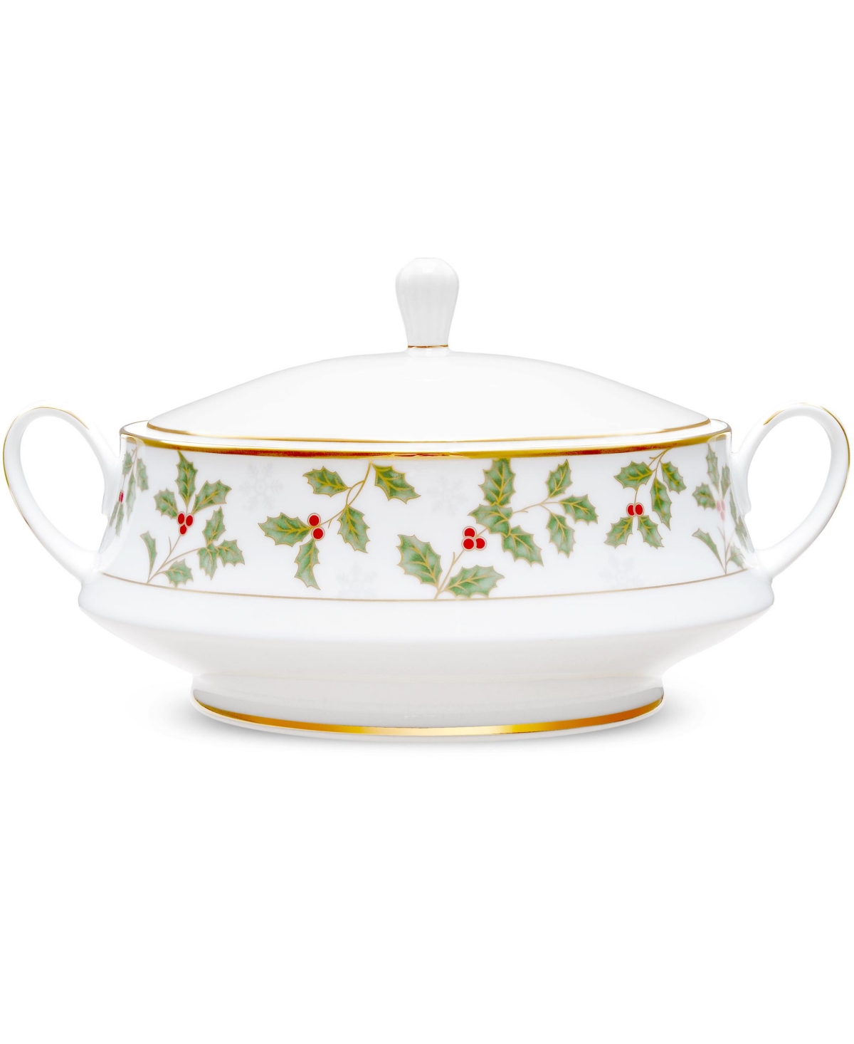 Click here for Noritake Holly & Berry Gold Covered Vegetable Bowl... prices