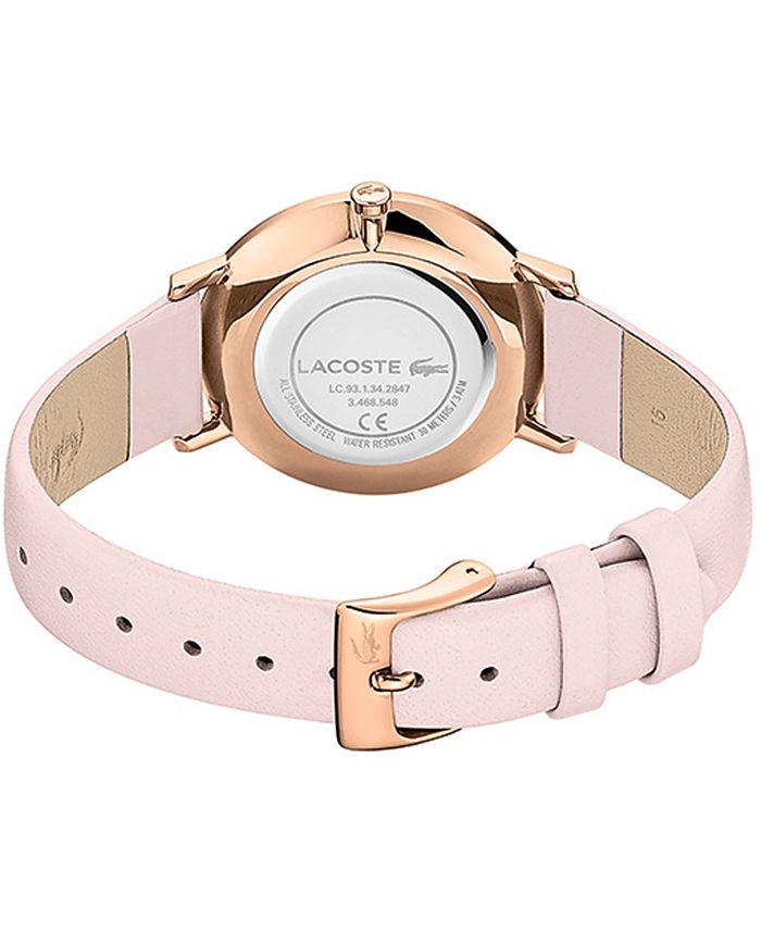 Lacoste Women's Moon Pink Leather Strap Watch 35mm - Macy's